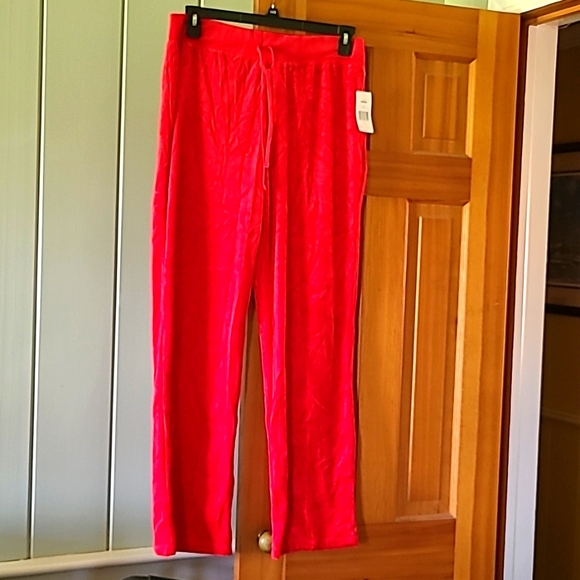 Kim Rogers | Pants & Jumpsuits | Ladies Red Draw String Velour Pants ...